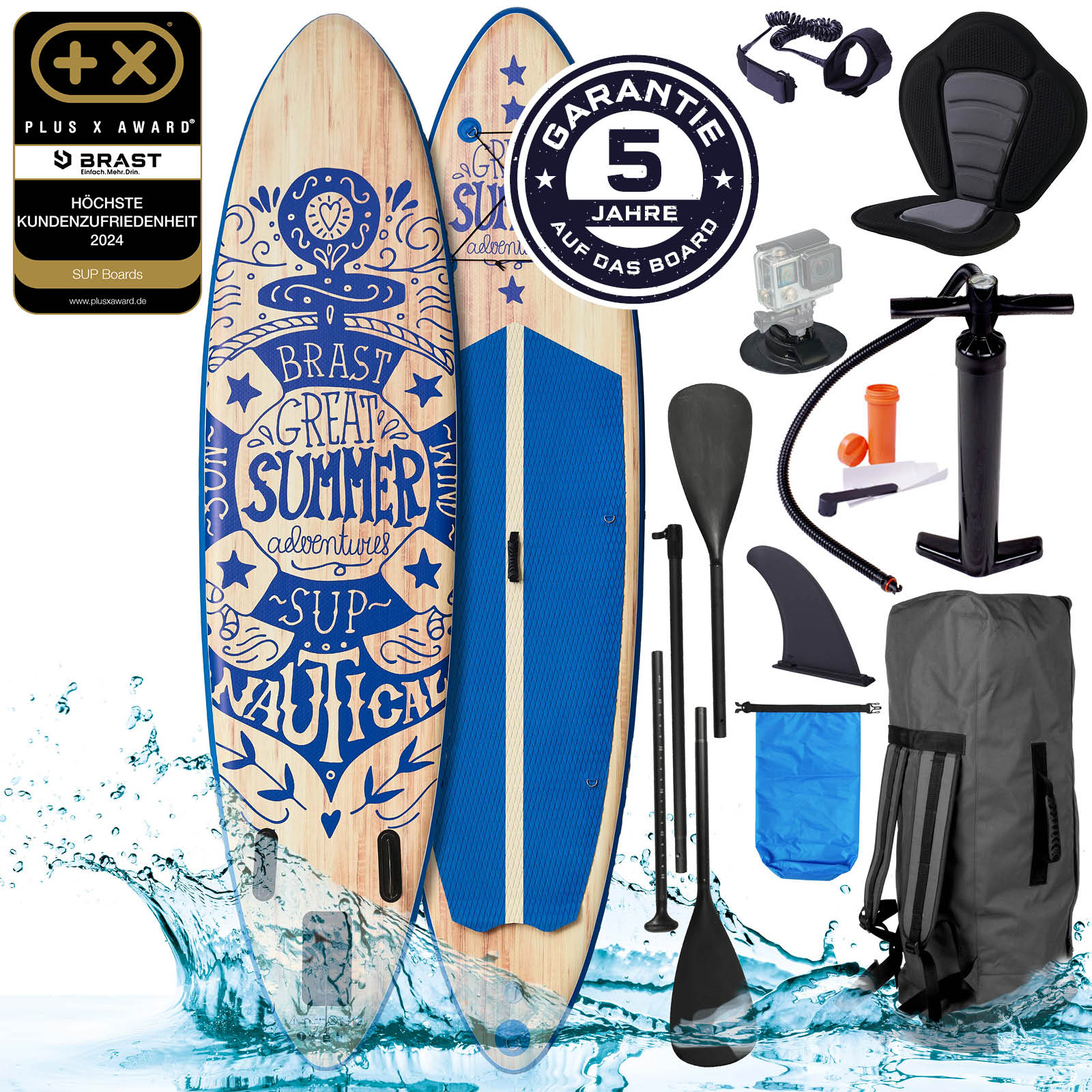 Aufblasbares SUP Board Set SUMMER 320 natural blue – brast24