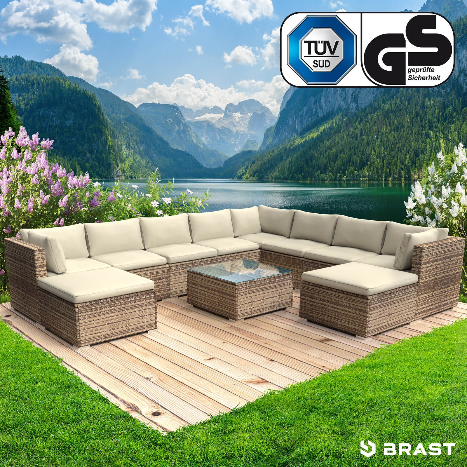 XXL Polyrattan Garten Lounge FREEDOM braun – brast24